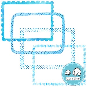 Blue Watercolor Border Clipart - Ocean, Water, Swimming, Aqua Hand ...