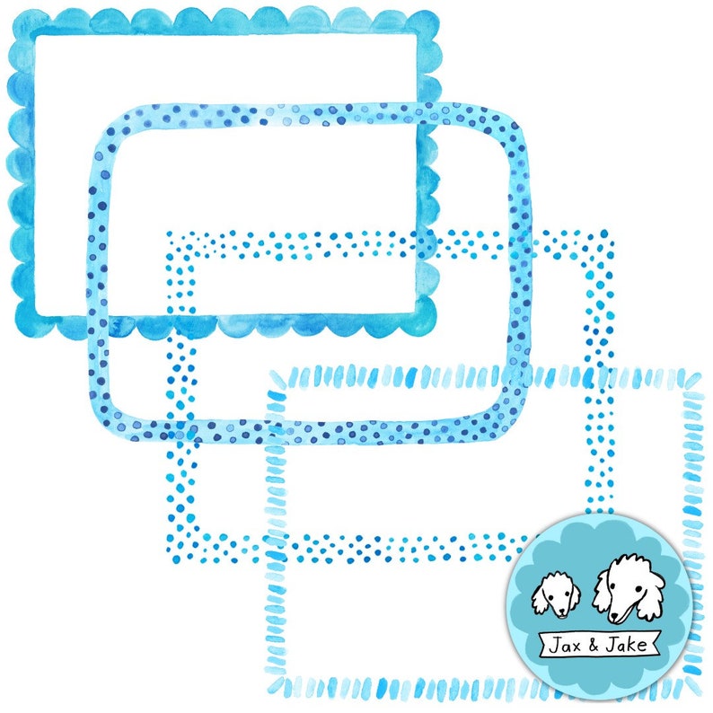 Blue Watercolor Border Clipart Ocean Water Swimming Aqua - Etsy