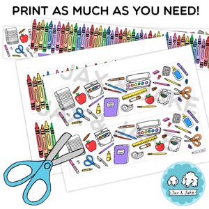 Back to School Doodles Bulletin Board Borders - Rainbow Crayon, Apple ...