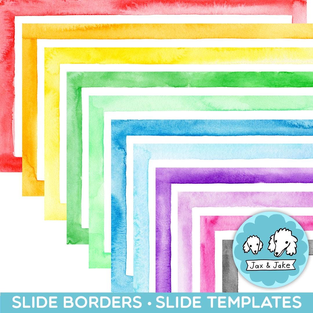BASIC Watercolor SLIDE Border Clipart, Google Slides Templates ...