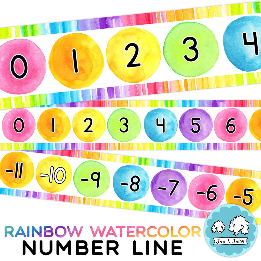 Printable Rainbow Watercolor Number Line Display 40 to 200, Elementary ...