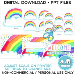 Editable Rainbow Watercolor Door Decor, Welcome Sign, Printable ...