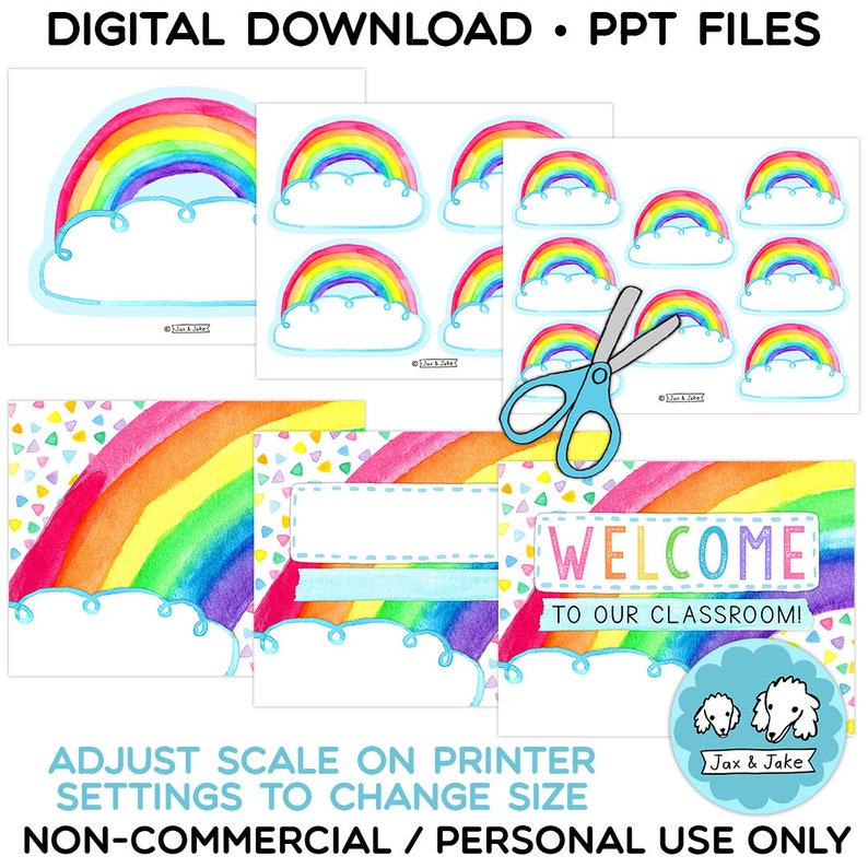 Editable Rainbow Watercolor Door Decor, Welcome Sign, Printable ...