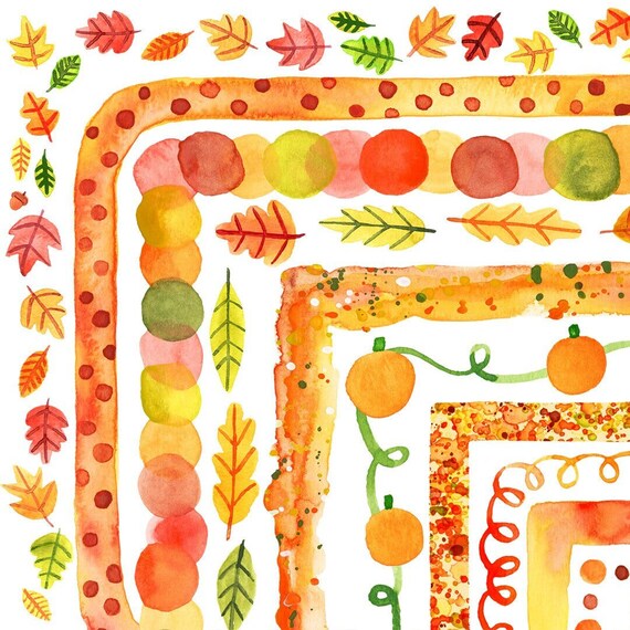 Fall Clipart Watercolor Borders Thanksgiving Clipart Frames - Etsy