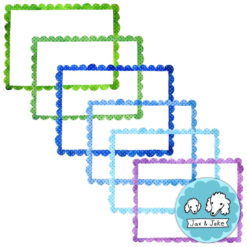 Watercolor Polka Dot Scallop Clipart Borders Cute Rainbow - Etsy