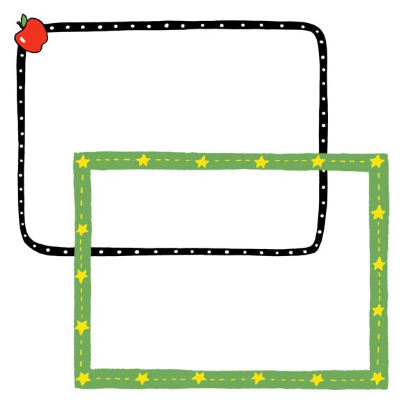 School Clipart Borders Apple Crayon Back to School Teacher - Etsy