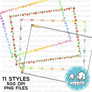 School Clipart Page Borders, Skinny Pencil Rainbow Apple Crayon Clip ...