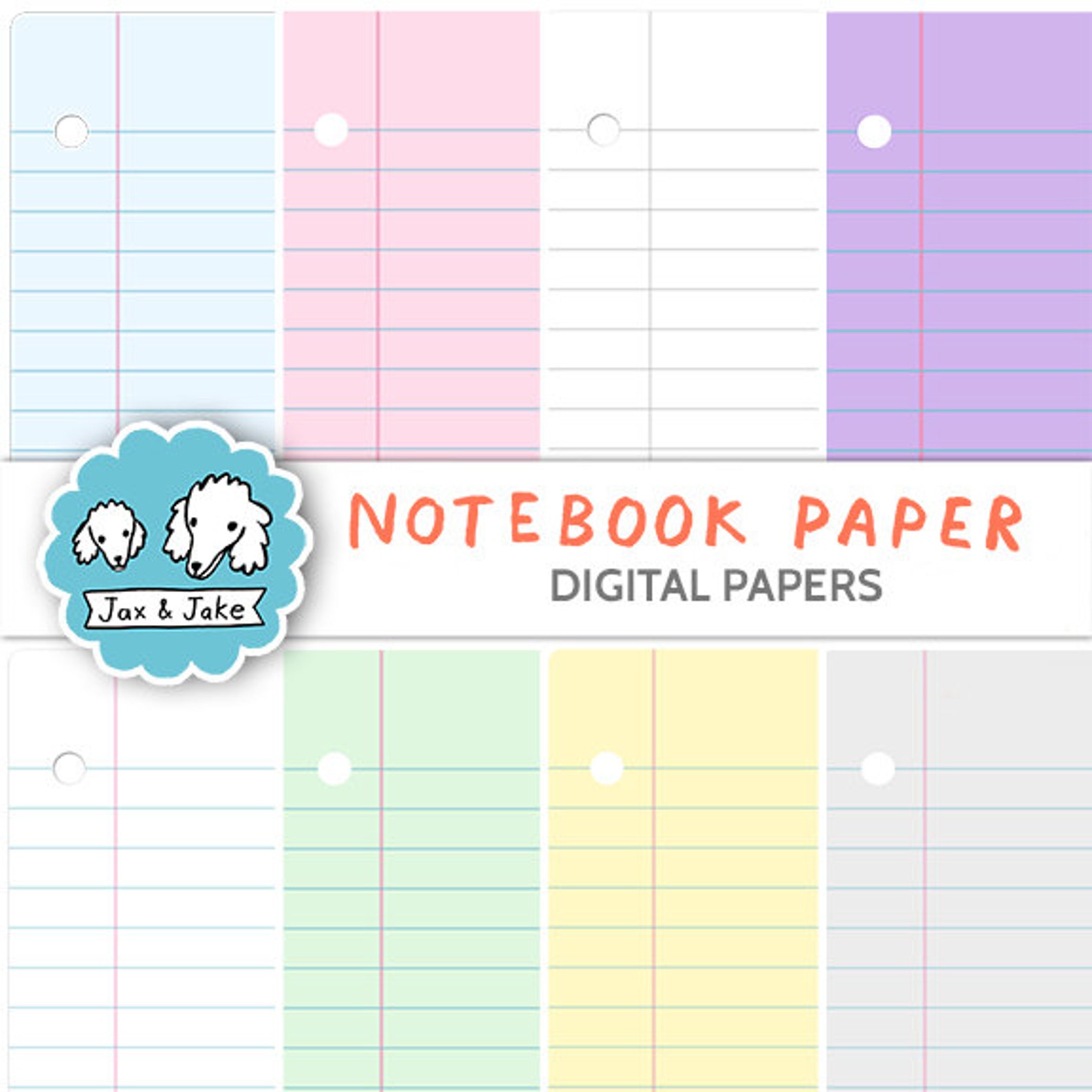 Lined Notebook Paper Clipart Digital Paper Backgrounds - Etsy