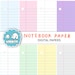 Lined Notebook Paper Clipart | Digital Paper Backgrounds | Pastel Paper ...