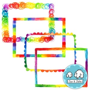Rainbow Watercolor Page Borders Clip Art, Clipart Frames for Teachers ...