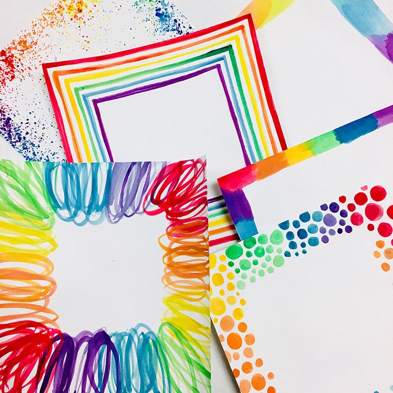 SQUARE Rainbow Watercolor Borders + Backgrounds | Teacher Rainbow ...