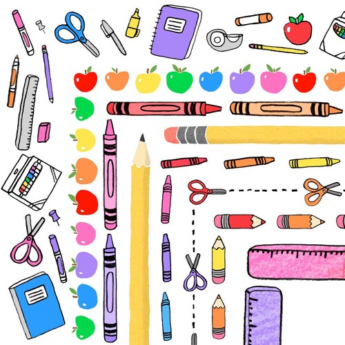 Chalkboard School Borders Clipart Back to School Clip Art - Etsy