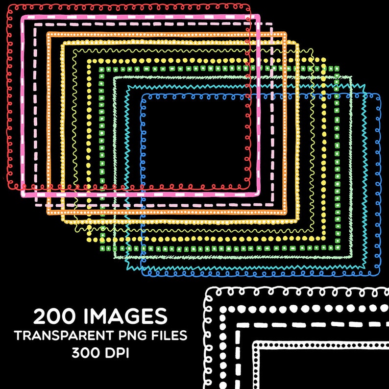 Skinny Page Borders 200 Colorful Thin Clipart Frames Hand - Etsy