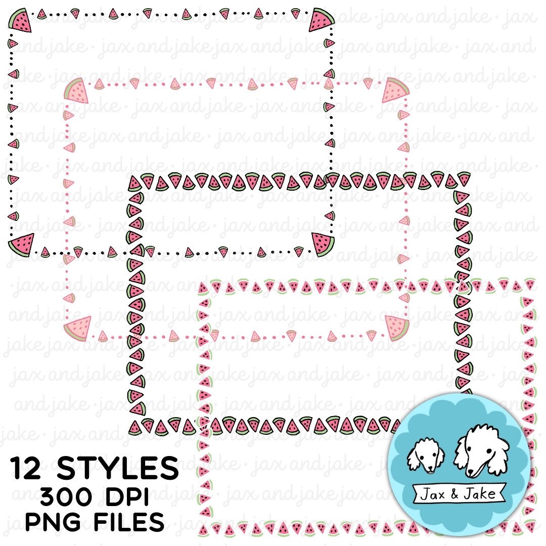 Summer Clipart Borders Rainbow Doodle Watermelon - Etsy