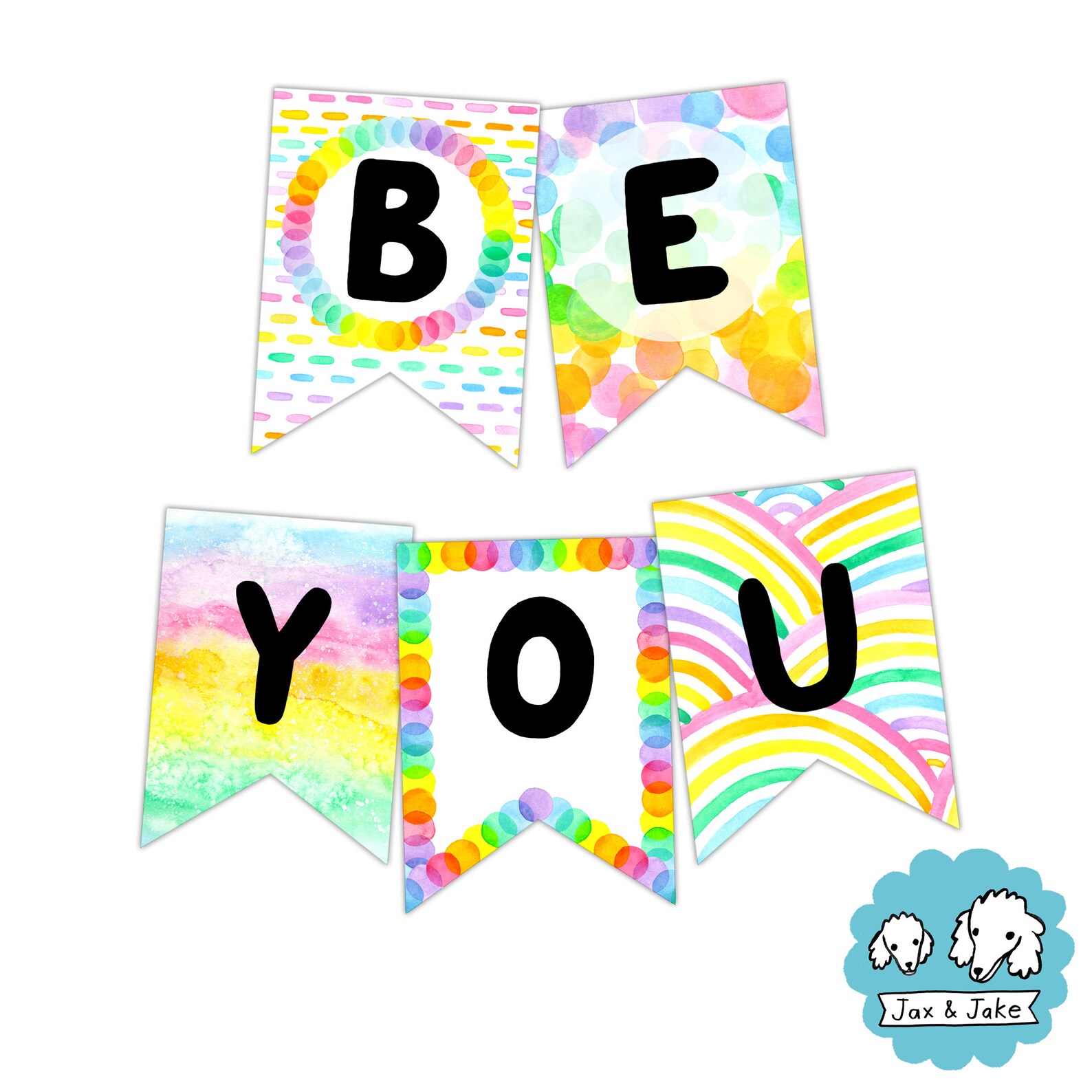 Watercolor Pastel Rainbow Editable Banners, Bulletin Board Decorations ...