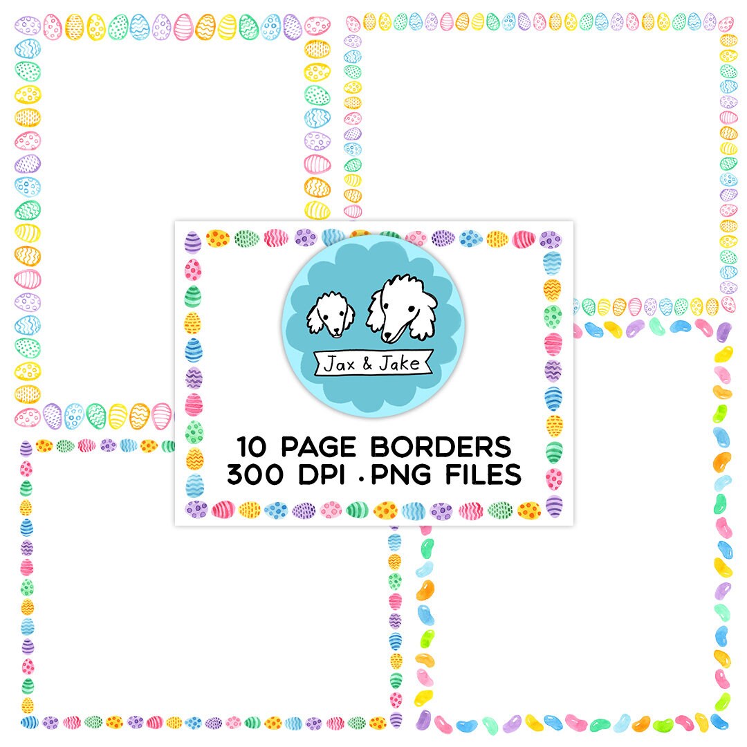 Watercolor Easter Clipart Borders, Spring Rainbow Easter Egg, Cute ...