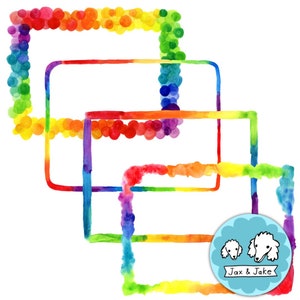 Rainbow Watercolor Page Borders Clip Art, Clipart Frames for Teachers ...