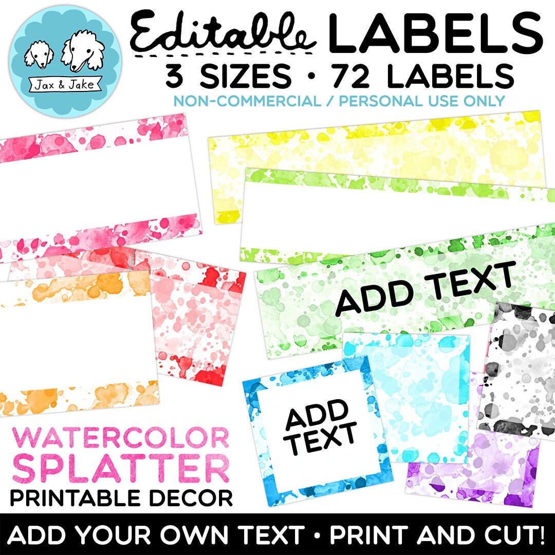 Editable Watercolor Classroom Labels Student Name Plates - Etsy