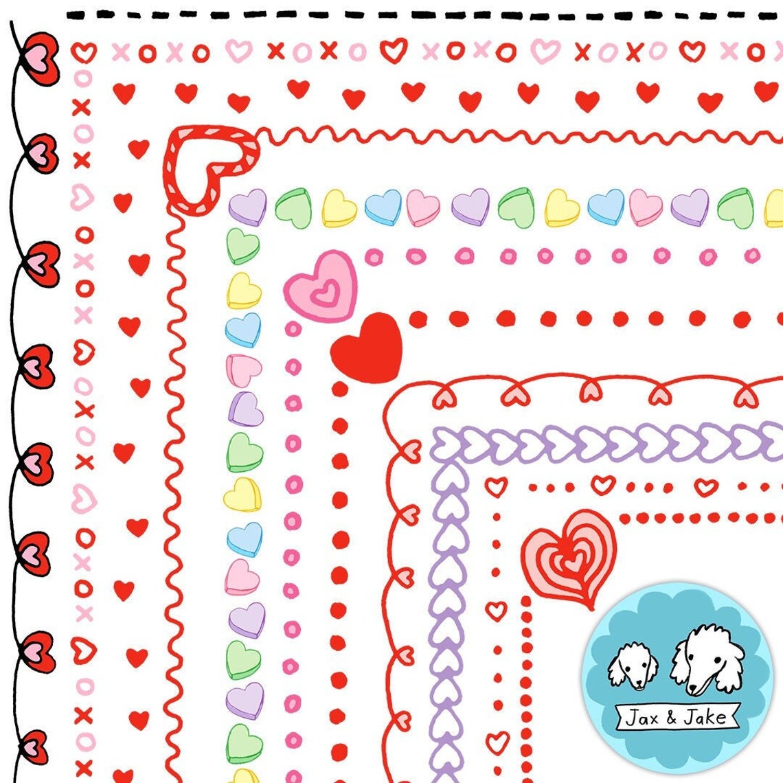 Skinny Valentine Clipart Borders Valentines Day Clip Art - Etsy
