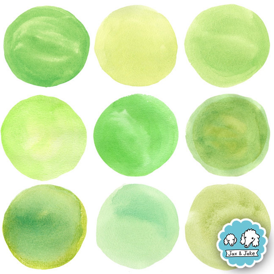 Bright Green Watercolor Circles Clipart Pastel Circle Backgrounds for ...