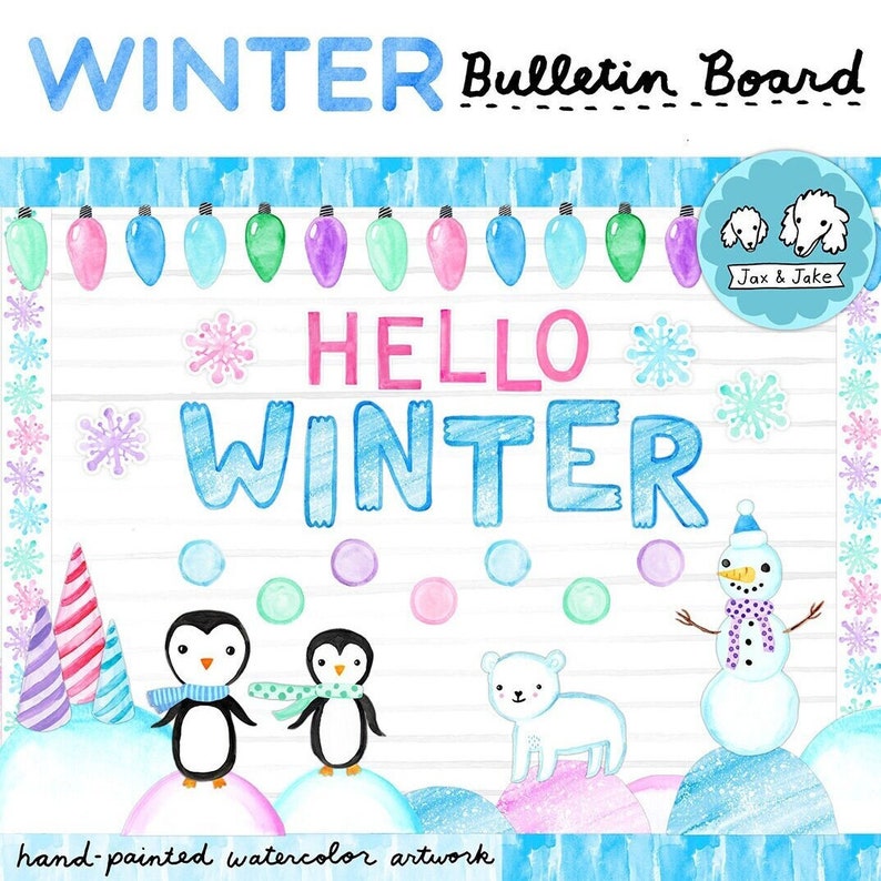 Winter Bulletin Board, Printable Pastel Christmas Classroom Decorations ...