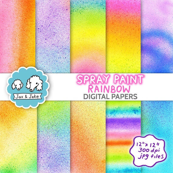 Spray Paint Rainbow Digital Papers / Bright Rainbow Splatter - Etsy