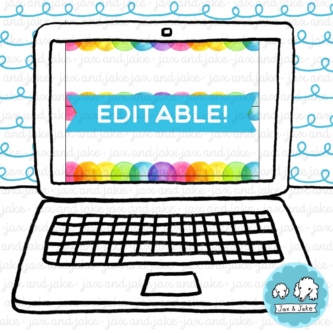 Editable Rainbow Watercolor Clock Labels - Printable Telling Time Clock ...