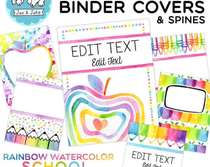 Editable Binder Covers and Spines |bright Rainbow Accents Classroom ...