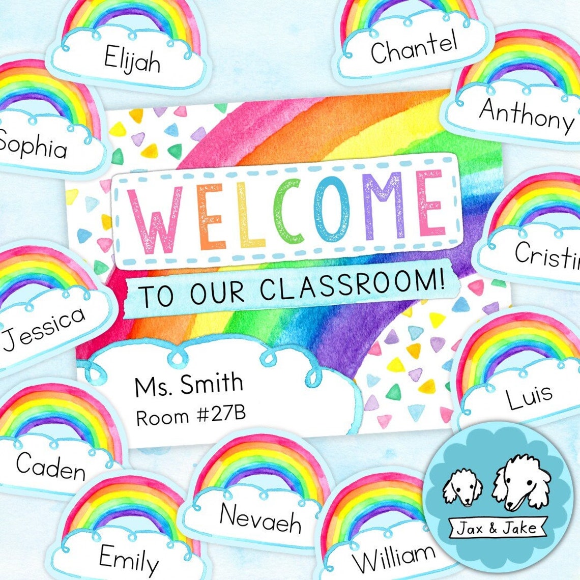 Editable Rainbow Watercolor Door Decor, Welcome Sign, Printable ...