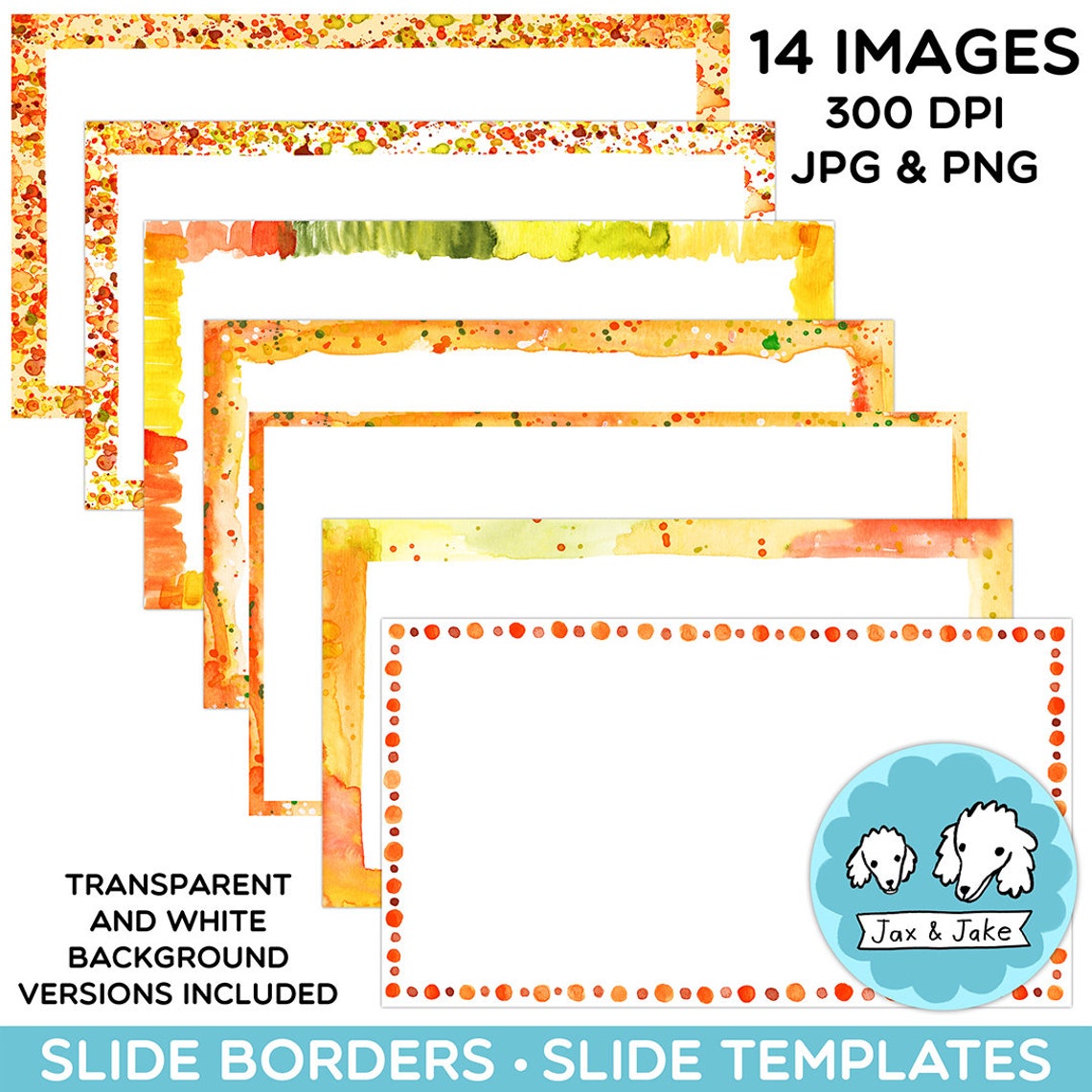 Fall Watercolor SLIDE BORDERS Clipart November Google Slides - Etsy
