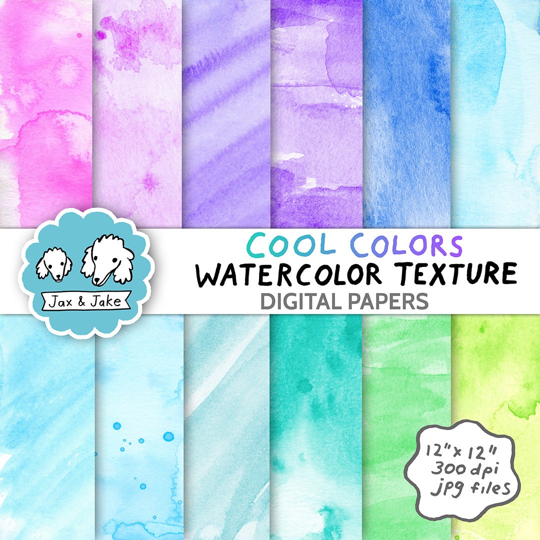 Blue, Green, Purple, Pink Watercolor Texture Digital Papers Clipart ...