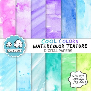 Blue Green Purple Pink Watercolor Texture Digital Papers - Etsy