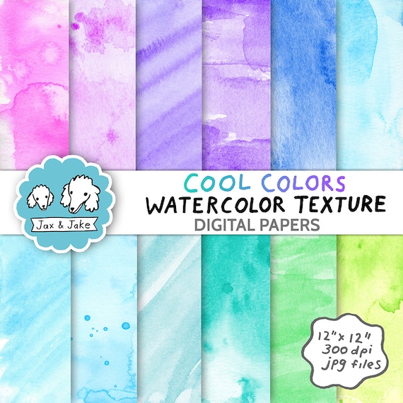 Blue Green Purple Pink Watercolor Texture Digital Papers - Etsy