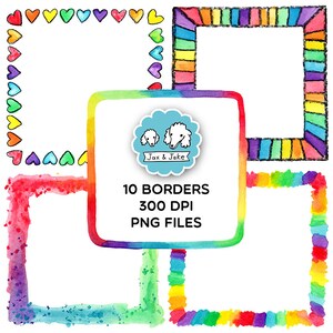 Rainbow Square Borders 2 / Rainbow Watercolor Border Clipart / Rainbow ...