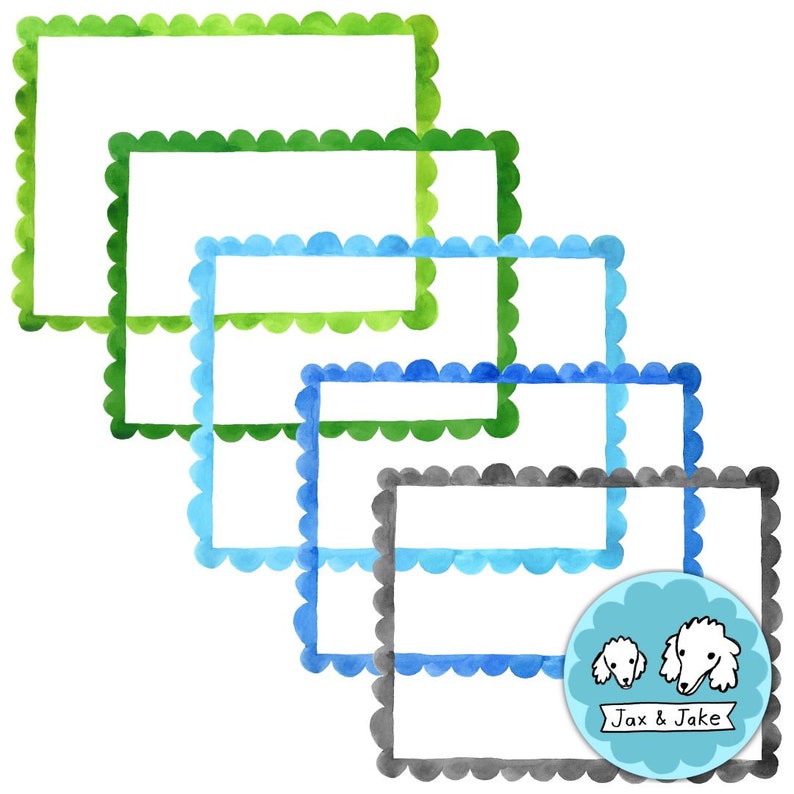 Watercolor Scallop Clipart Borders, Hand Painted Decorative Rainbow ...