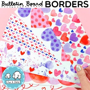 Valentine Bulletin Board Borders - Valentines Day Watercolor Classroom ...