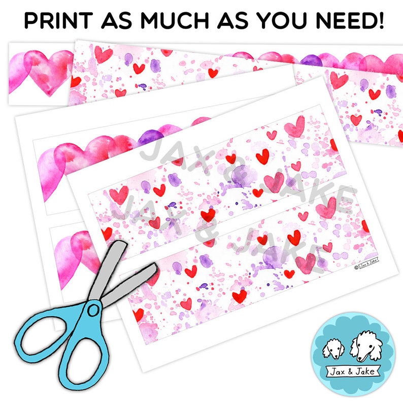 Valentine Bulletin Board Borders - Valentines Day Watercolor Classroom ...