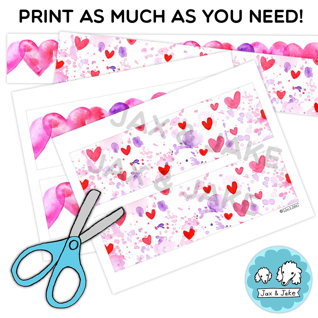 Valentine Bulletin Board Borders Valentines Day Watercolor Classroom ...
