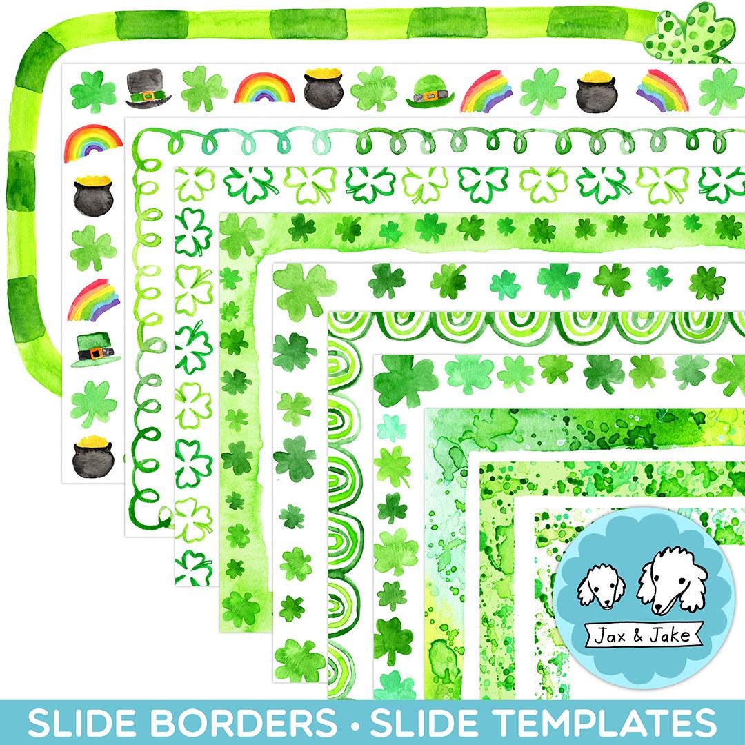 St Patricks Day SLIDE Borders, Watercolor Saint Patricks Day Clipart ...