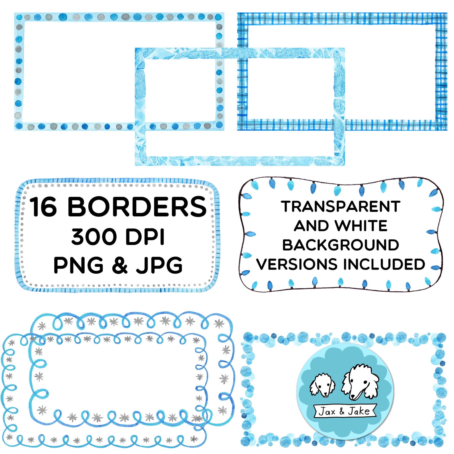 Blue Winter Watercolor SLIDE Border Clipart Christmas Google - Etsy