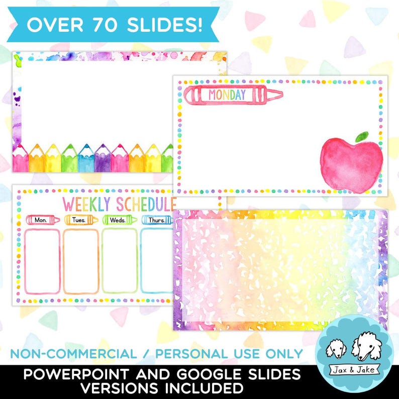 Rainbow Watercolor Back to School Slides Templates for Google Slides ...