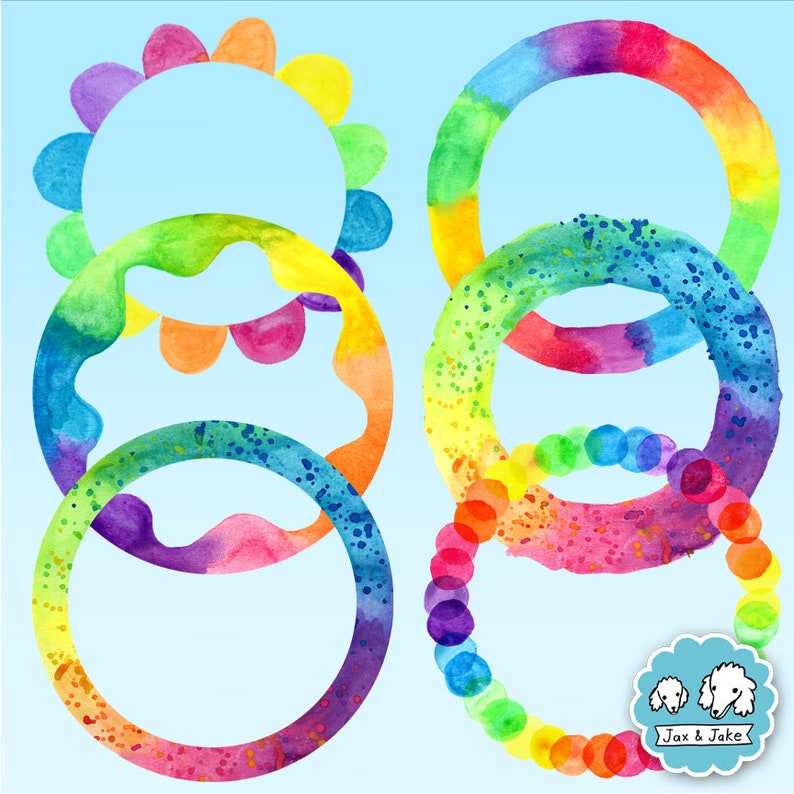Rainbow Watercolor Circle Clipart Borders, Watercolour Border Clip Art ...