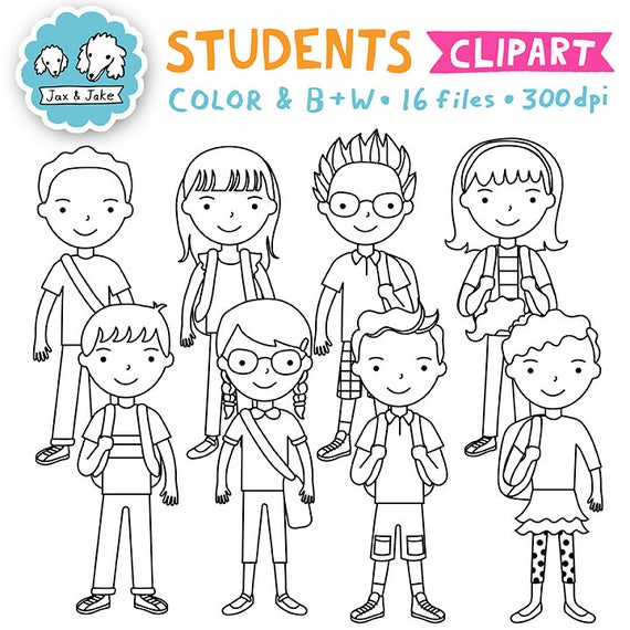 Clipart De Escuela Primaria En Blanco Y Negro Conjunto De Imágenes De