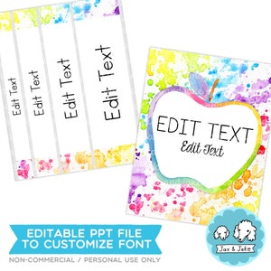 Rainbow Watercolor Back to School Editable Binder Covers and Spines ...