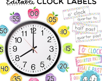Classroom Clock Labels | Clock Activity | Rainbow Theme | Telling Time ...