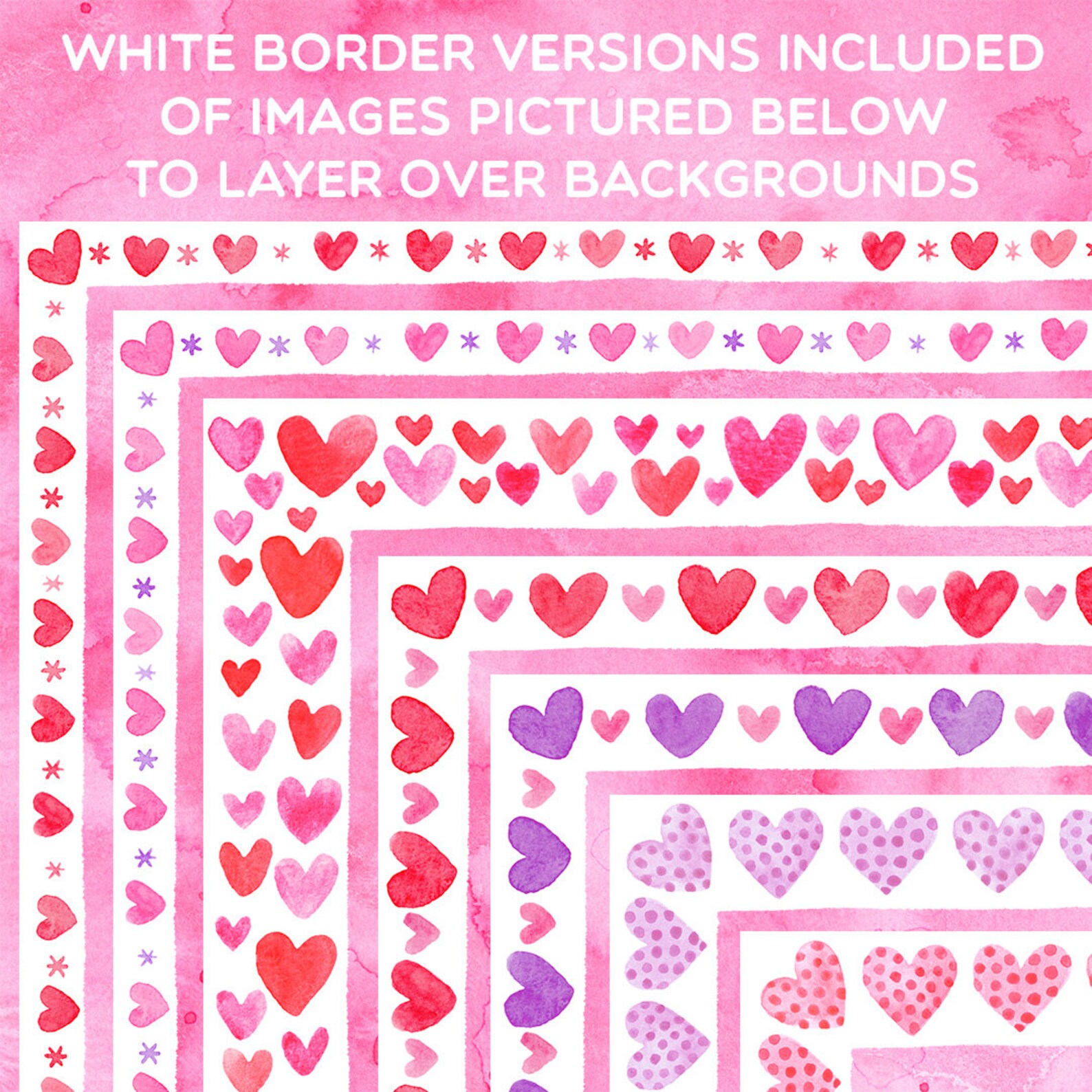 Valentines Day Google Slides Templates, Watercolor SLIDE Border Clipart ...
