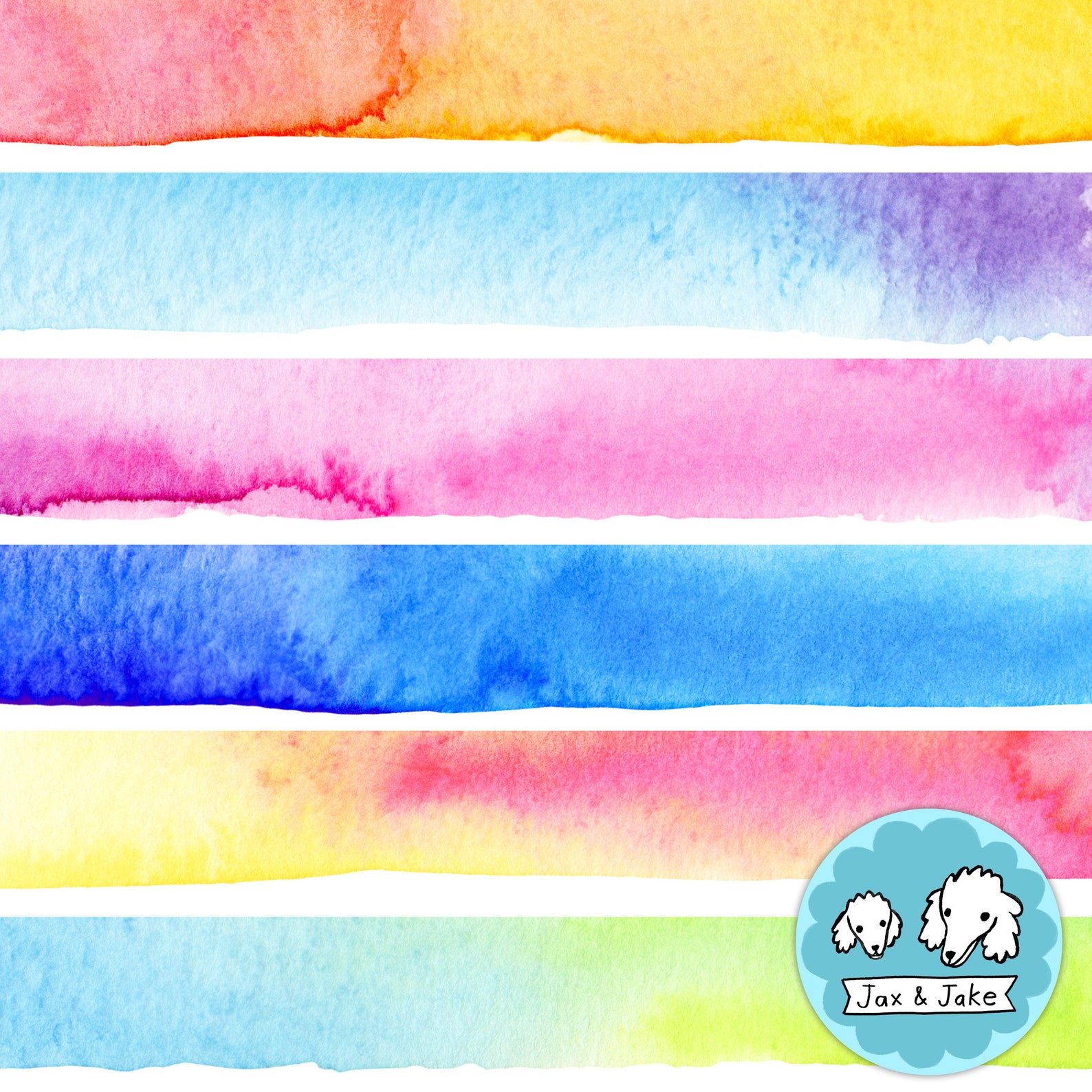 Bright Watercolor Blend Border Clipart, Colorful Ombre Full Page ...