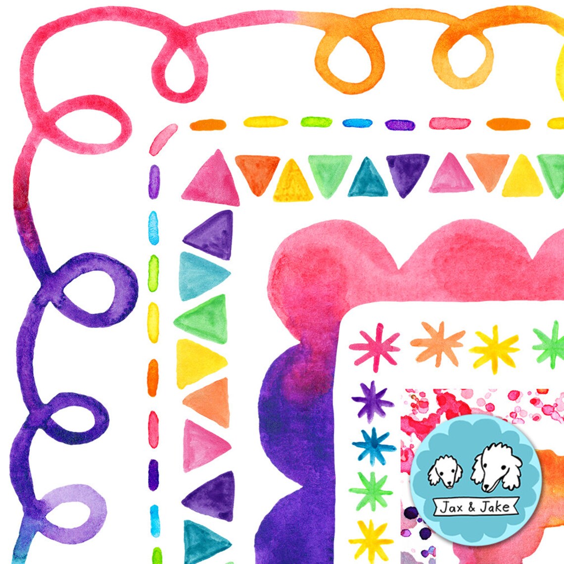 Rainbow Watercolor Border SLIDE Borders Clipart Editable - Etsy
