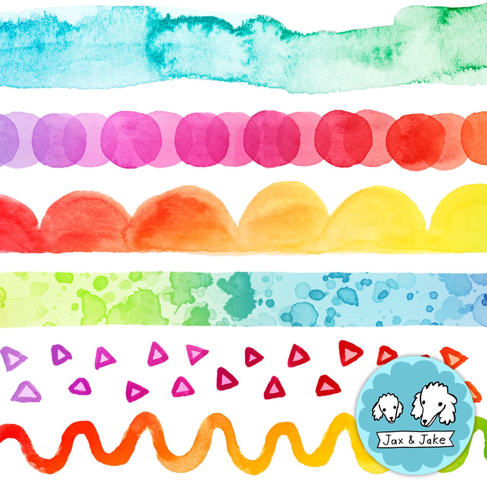 Rainbow Watercolor Borders Ombre Rainbow BLEND Watercolor - Etsy