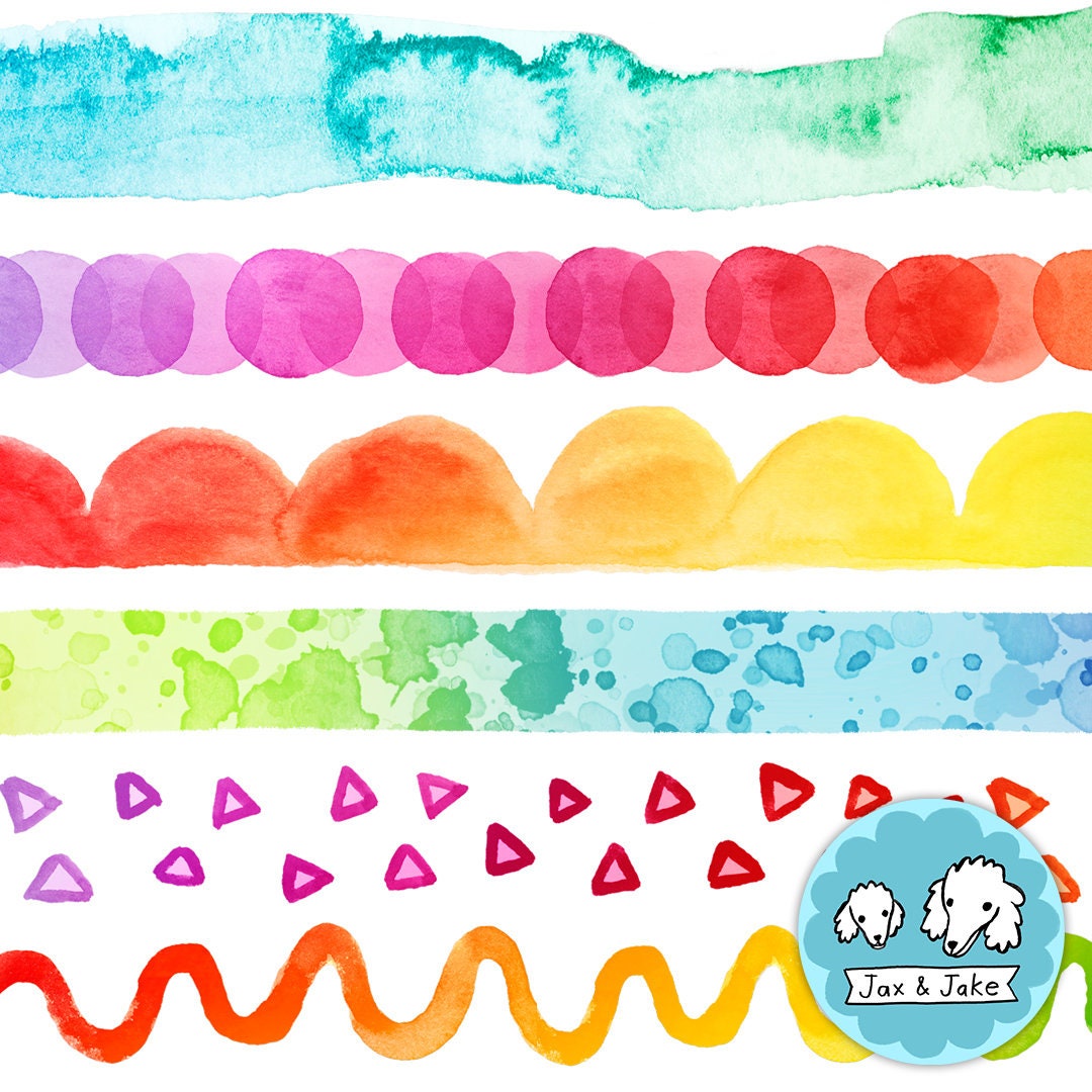 Rainbow Watercolor Borders Ombre Rainbow BLEND Watercolor - Etsy